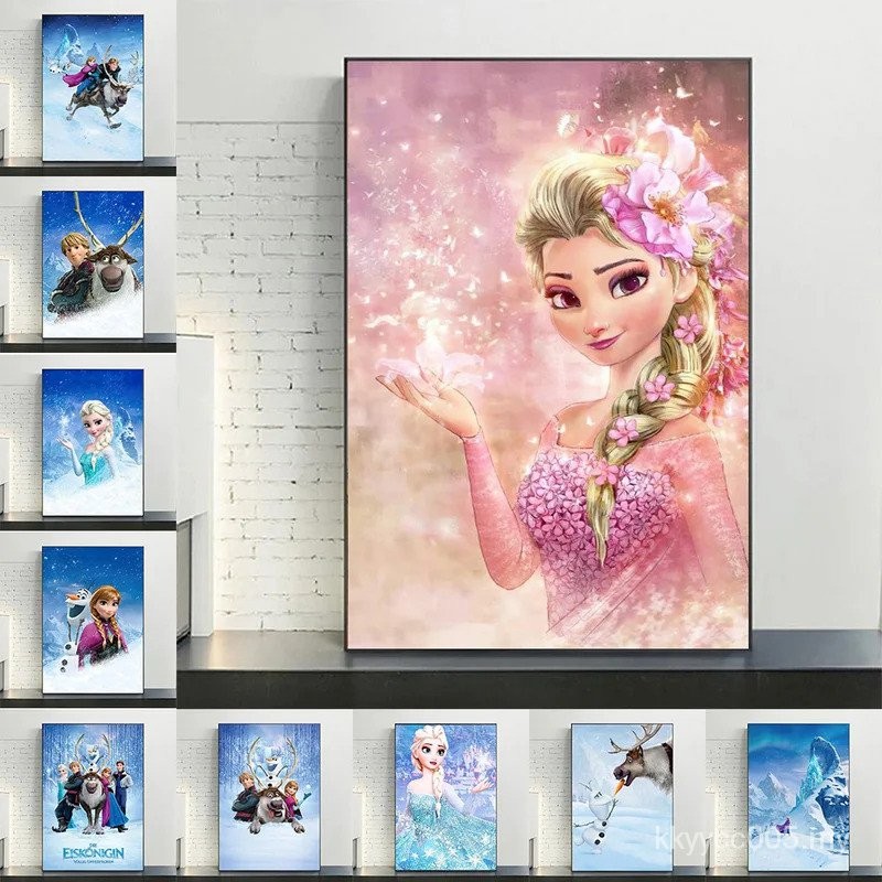 MINISO Disney Cartoon Movie Frozen Wall Art Poster Anna Elsa Kristoff ...