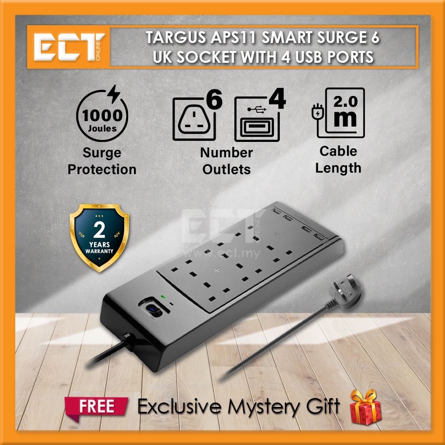 Targus APS11 Smart Surge 6 UK Socket with 4 USB Ports | Shopee Malaysia