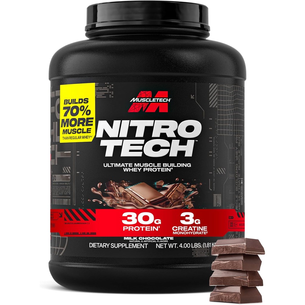 Muscletech Whey Protein Powder (Milk Chocolate, 4 Pound) - Nitro-Tech ...