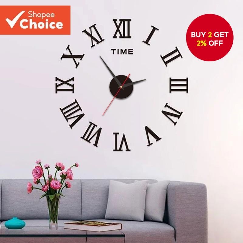 1pc DIY 3D Acrylic Roman Digital Wall Clock Design Mirror Wall Clock ...