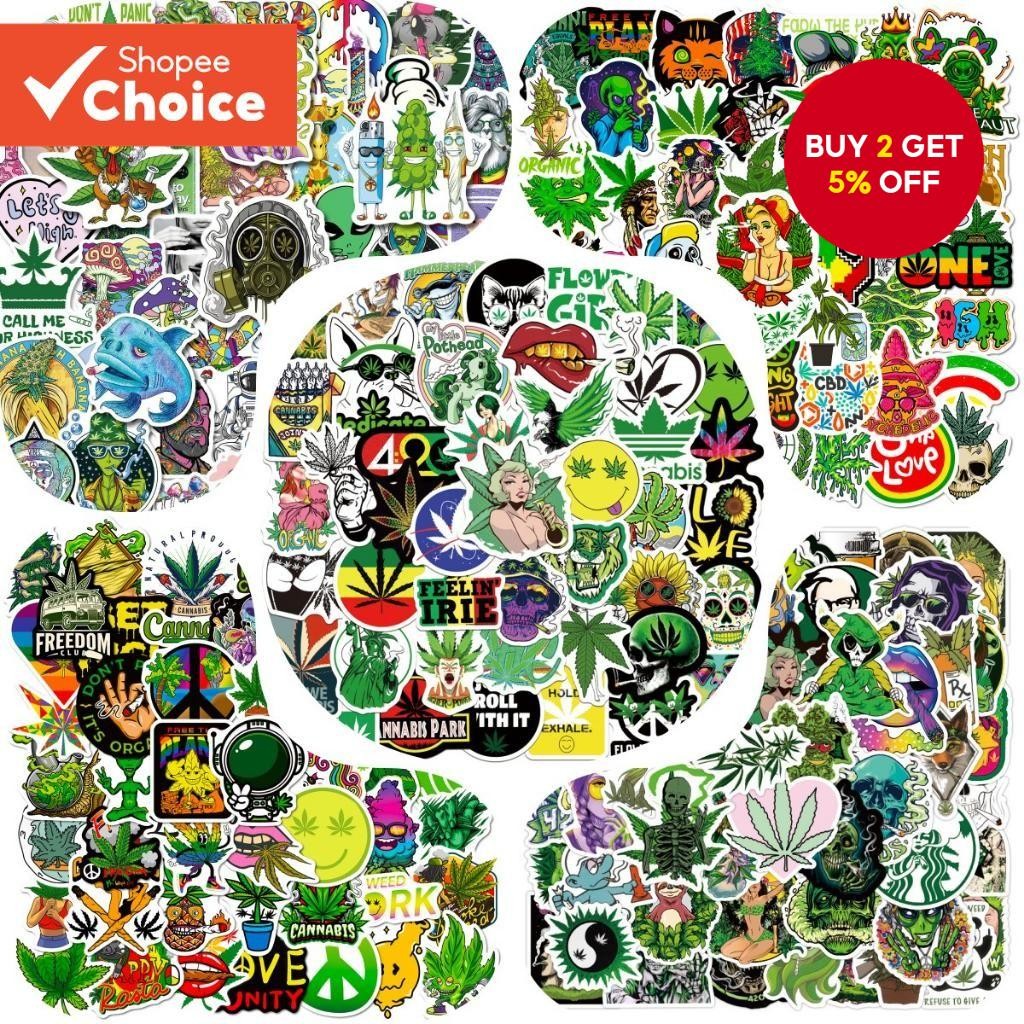 250/200/150/100/50PCS Funny Weed Stickers - Vinyl Decals for Skateboard ...