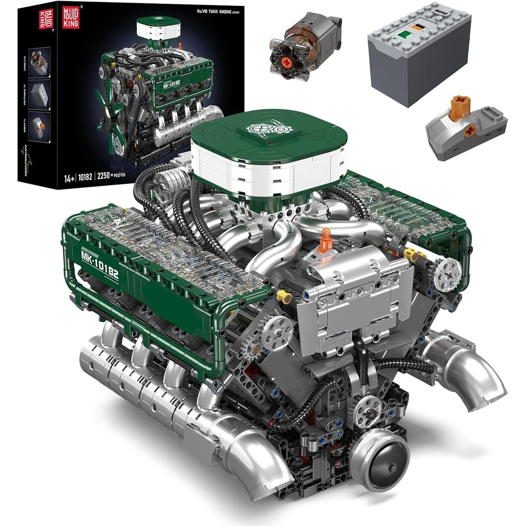 Set Blok Bangunan Enjin Mould King 10182 V8, Kit Model Enjin Tangki ...