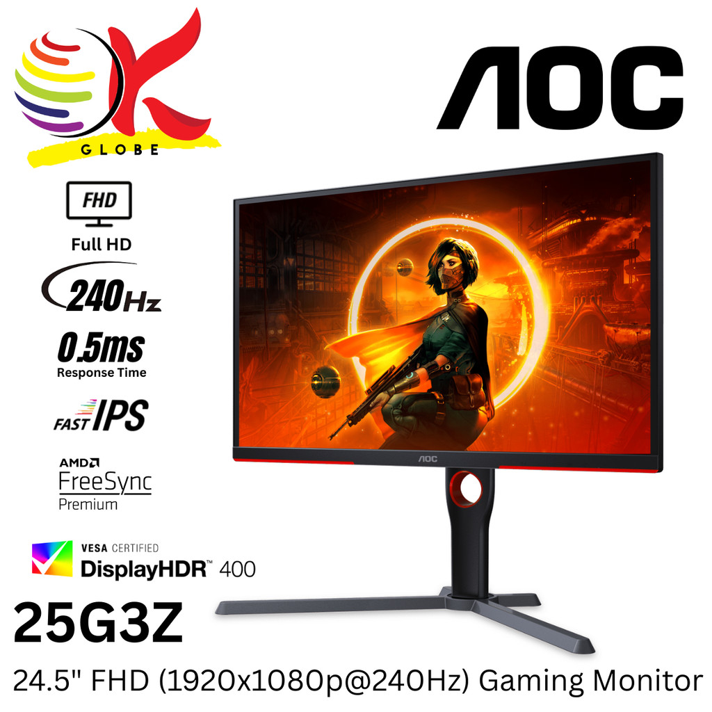 AOC 24.5" 25G3Z IPS PANEL / 25G3ZM VA PANEL FHD (1920x1080 @240HZ) LCD GAMING MONITOR (0.5MS ...