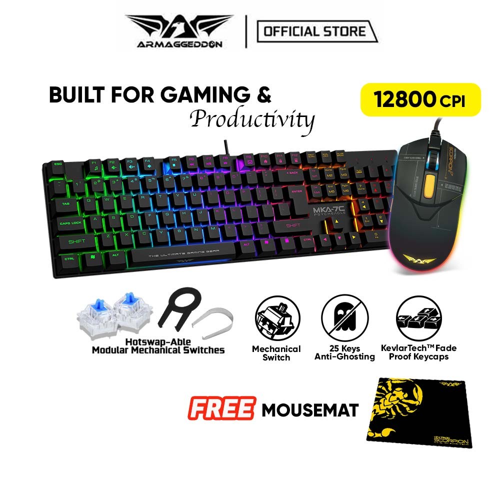 Armaggeddon MKA 7C Gaming Hotswappble Mechanical Keyboard Mouse Combo ...