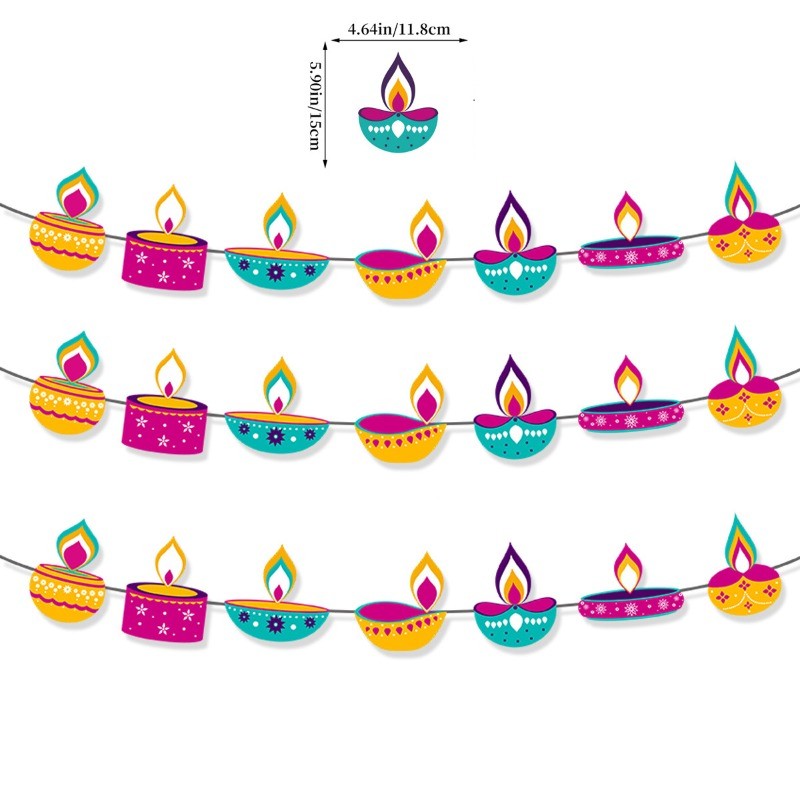 3pcs Deepavali Theme Decorations Wick Shapes Lace 'HAPPY DIWALI ...