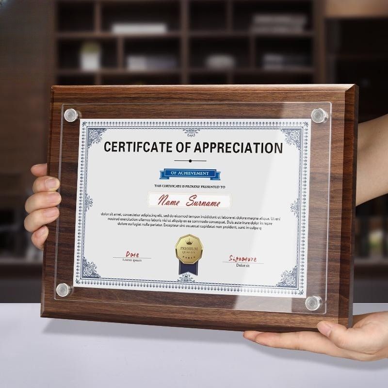 【3131人收藏】Award Certificate Frame A4 A3, Wooden Plaque Holder, Acrylic ...
