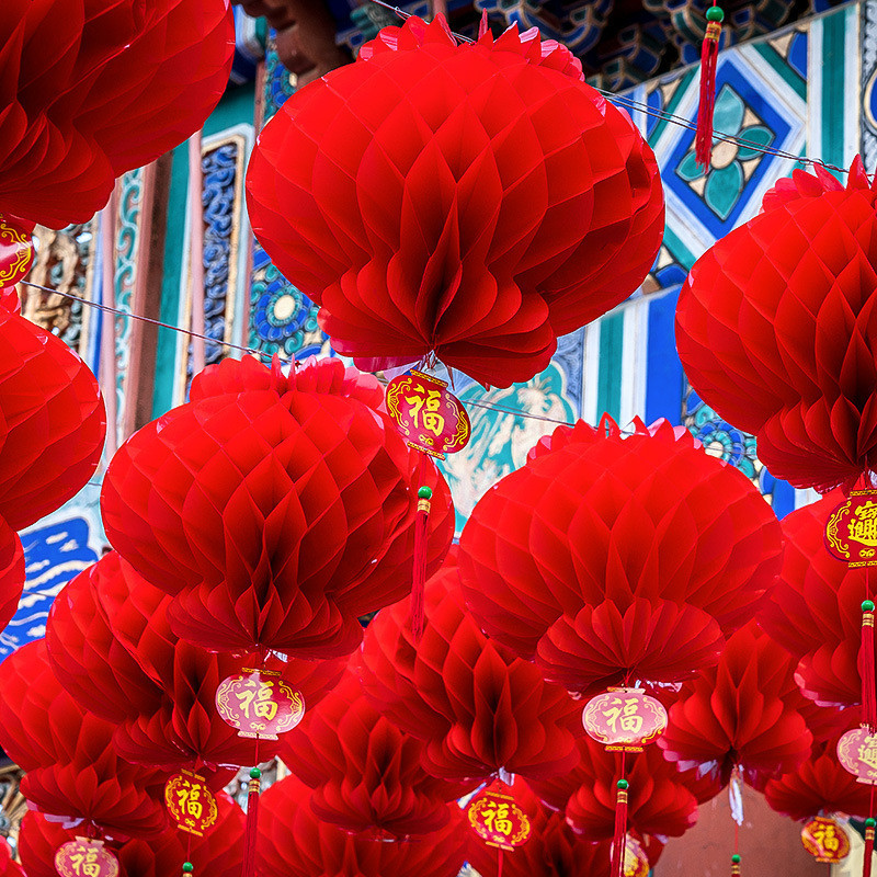 Waterproof CNY Lantern Decor 2025 Red Paper Lantern Hanging for Indoor ...