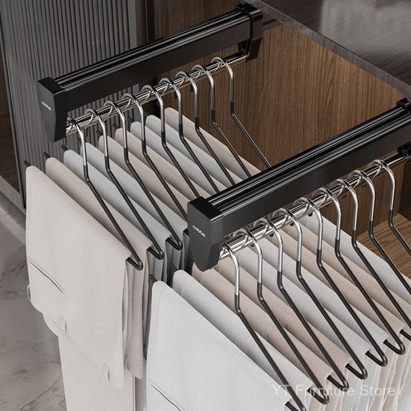 Retractable Pull-out Pant Rack Wardrobe Built-in Pant Rack Pull-out ...