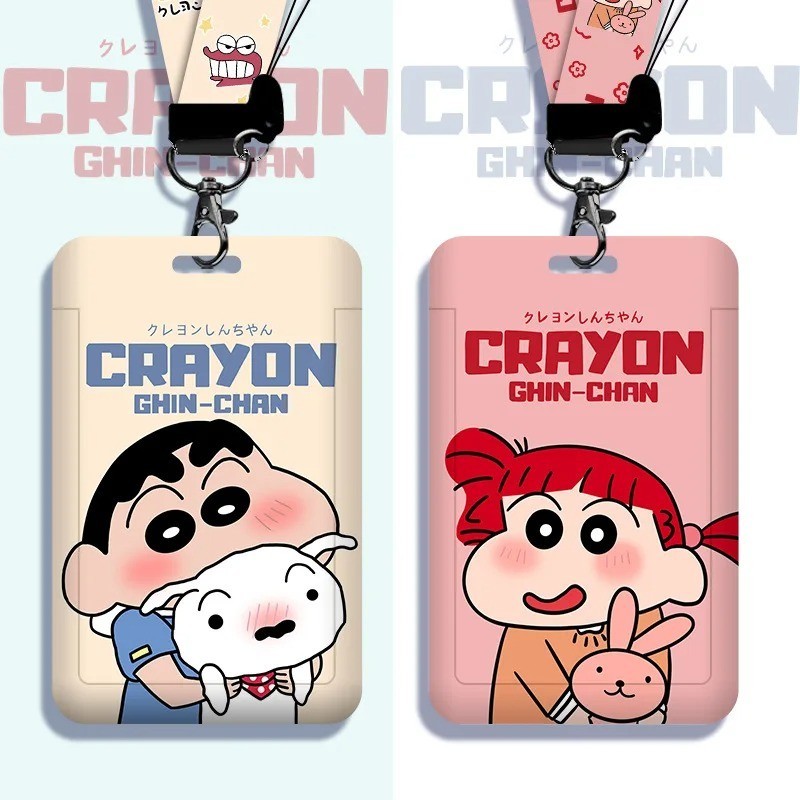 Kawaii Crayon Shin-Chan Cartoon Student Campus Card Holder with Hanging ...