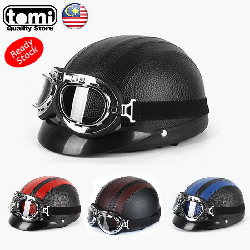 Harley Helmets Motorcycle Topi Keledar Motosikal Retro Half Open Face ...
