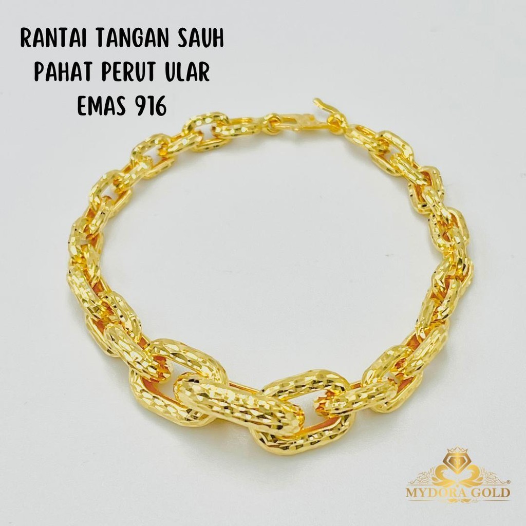 MYDORA Rantai Tangan Sauh Pahat Perut Ular | EMAS 916/22k | Shopee Malaysia