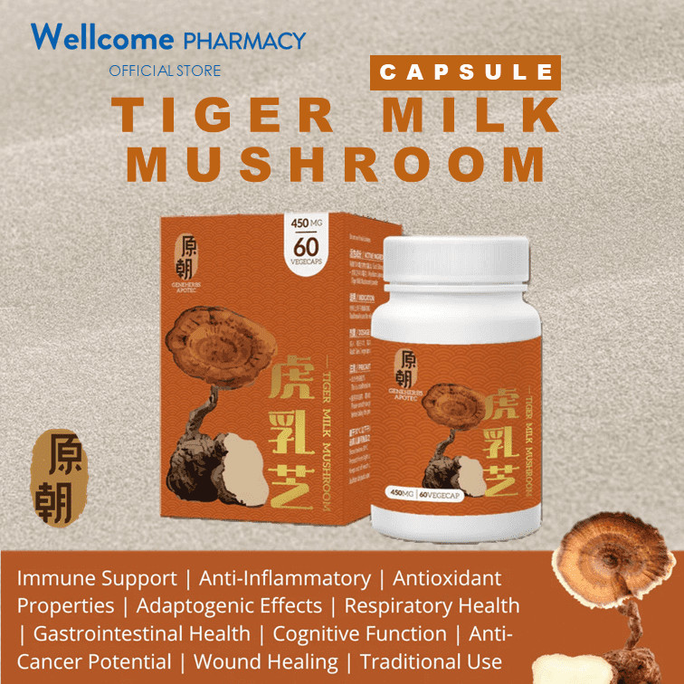 GeneHerbs Apotec Tiger Milk Mushroom 450mg Vegetable Capsules - 60 ...