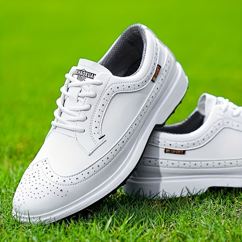 Men's Casual Leather Golf Shoes Comfy Outdoor Training Shoes | Shopee ...