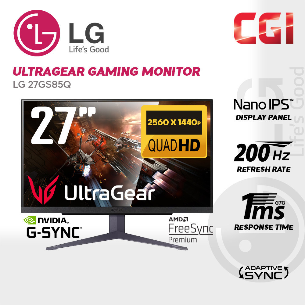 LG 27" Ultragear 27GS85Q Nano IPS QHD 200Hz 1ms Display HDR400 G-Sync ...