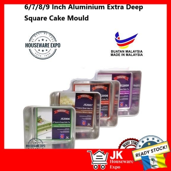 Aluminium Extra Deep Square Cake Mould 6/7/8/9 Inch Loyang Segi Empat ...