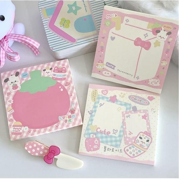 Steve 50pcs Cute Strawberry Puppy Notepad non-sticky Tearable Message ...