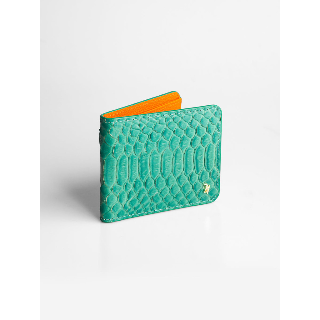 Artemis Python Wallet - Jade Green and Orange Leather | Shopee Malaysia