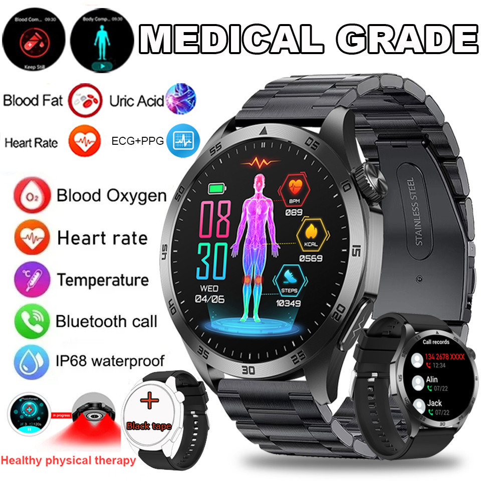 Smart Watch 466*466 HD Screen Blood Lipids Uric Acid ECG+PPG Fitness ...