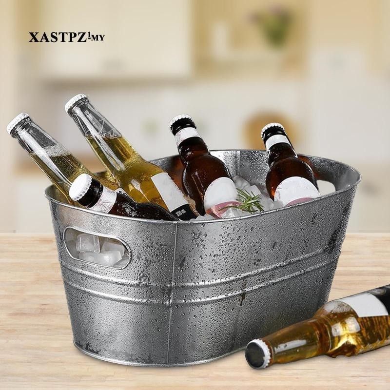 [ Galvanized Beverage Tub Rustic Ice Bucket for Champagne Cooling ...
