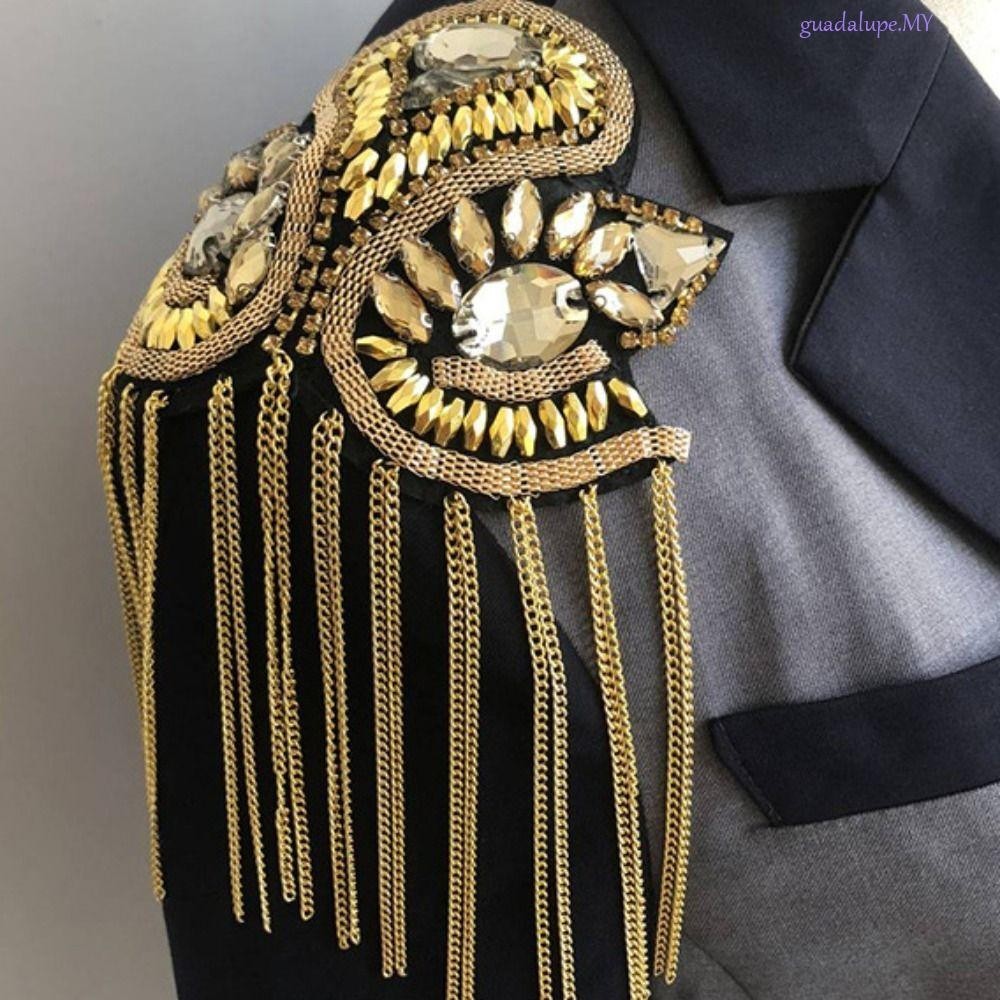 GUADALUPE Shoulder Board, Epaulets Rhinestone Fringe Shoulder Mark ...