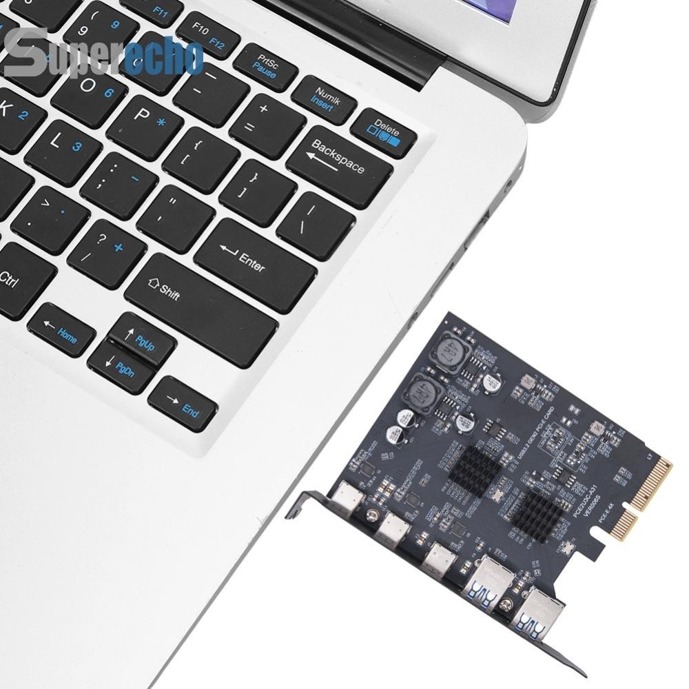 PCI Express X4 to USB C + USB3.2 Gen2 10Gbps Adapter PCIE USB Expansion ...
