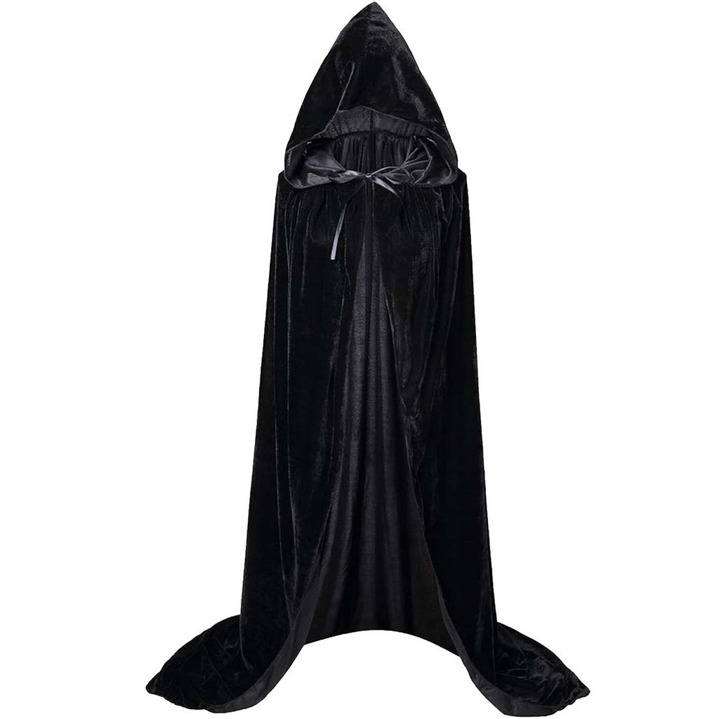 kids Halloween Pleuche Velvet Cloak Cape Hooded Medieval Costume Witch ...