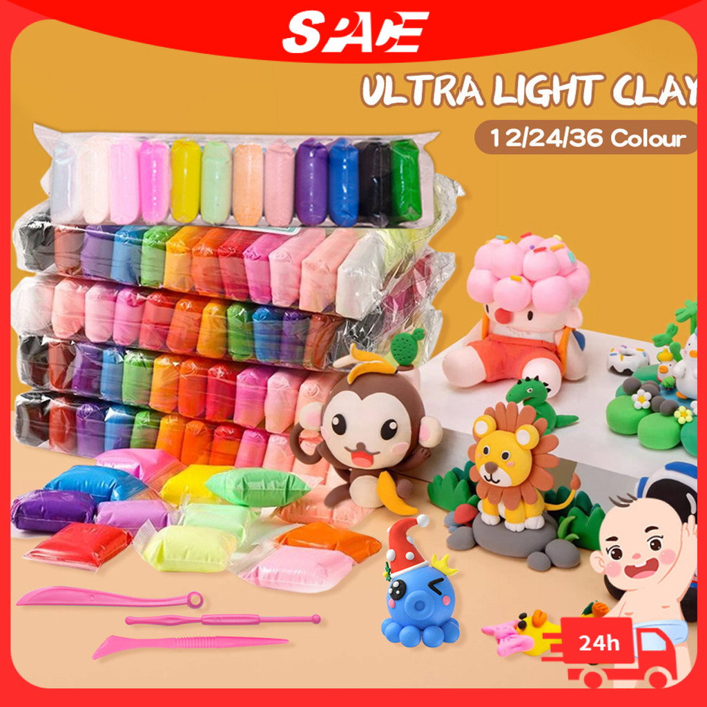 12 /24 /36 Colors Super Light Clay Set Non-Toxic Ultralight DIY Air Dry ...