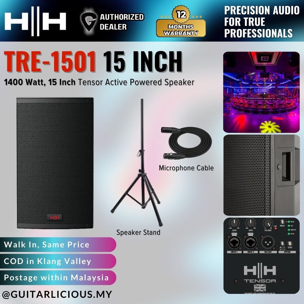 HH Electronics TRE-1501 1400 Watt 15 Inch Tensor Active Powered Speaker ...