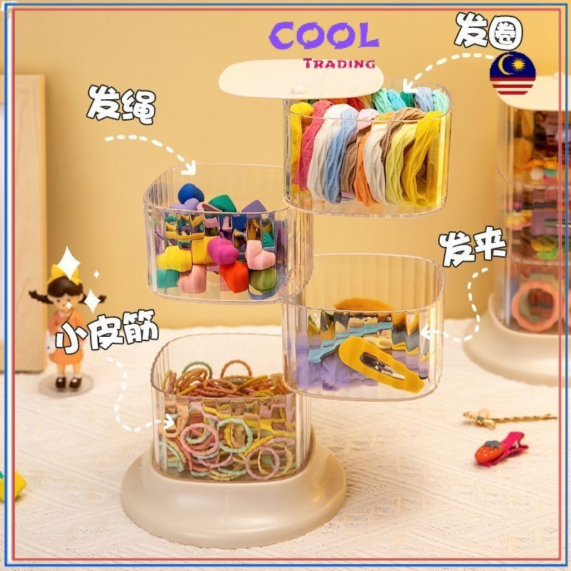 Children's Hair Accessories 4 Layers Rotating Transparent Storage Box ...