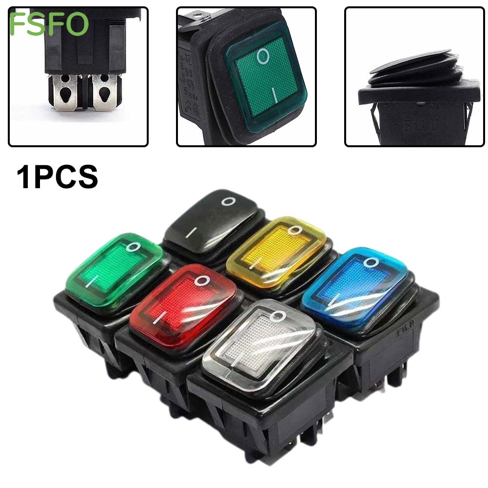 FSFO| DPST 16A 250VAC Rocker Switch Round Reset Switch with Waterproof ...