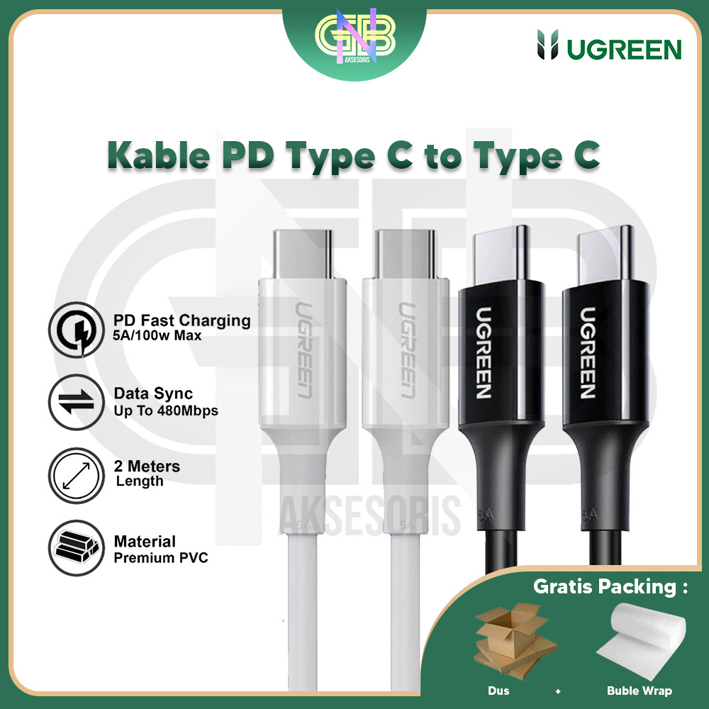 Ugreen PD Type C to Type C Data Cable Premium PVC PD Fast Charging 100W Max 5A 480 Mbps | Shopee ...