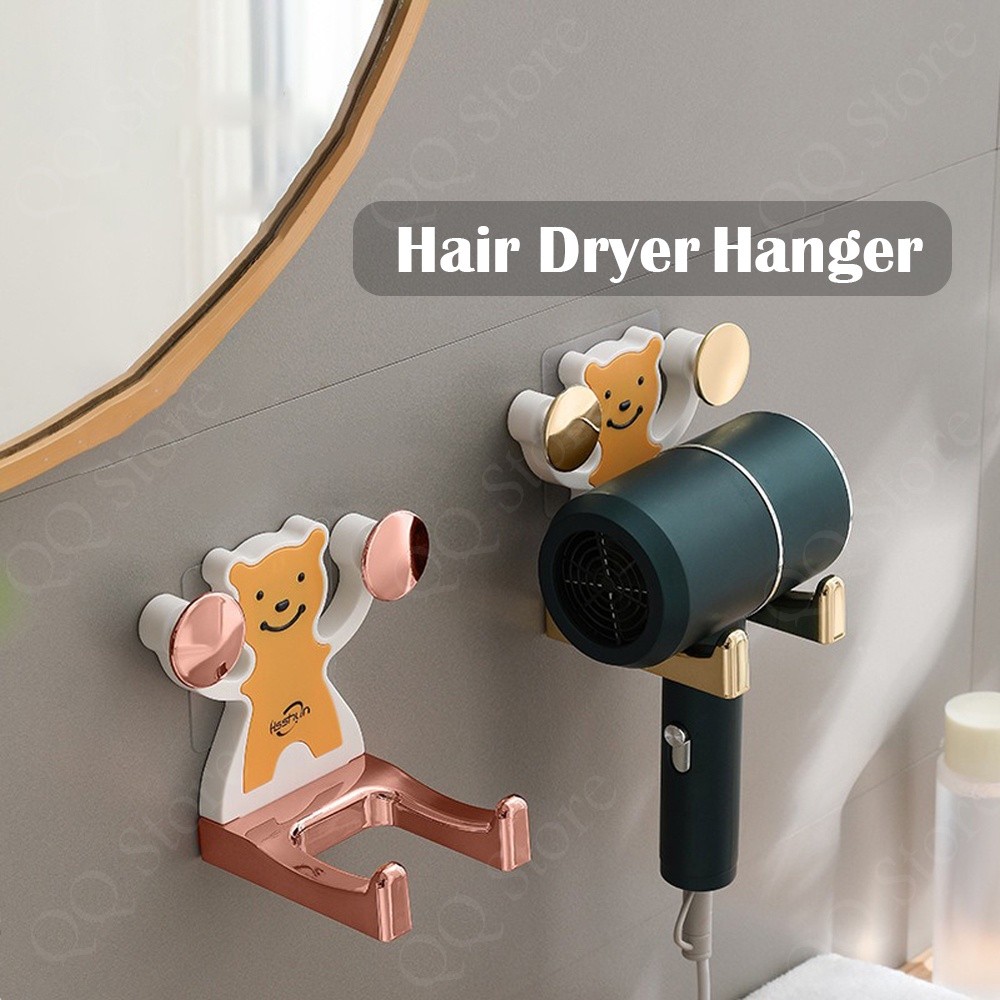 Home Bathroom Wall Mounted Hair Dryer Storage Rack bear hair dryer rack ...