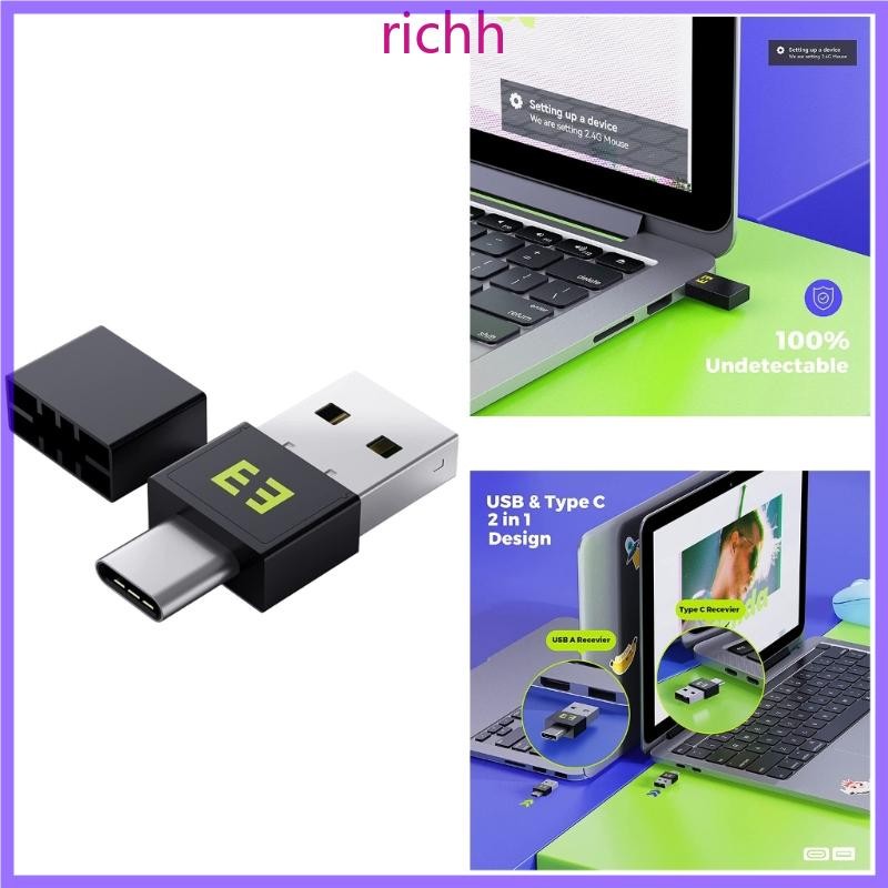 Richh USB and Type-C 2 in 1 Mouse Jiggler Mouse Mover Wiggler ...