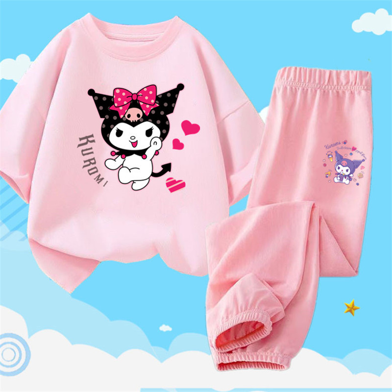 Kawaii My Melody Kuromi New Style Girls T-Shirt Set Summer Anime Sanrio ...