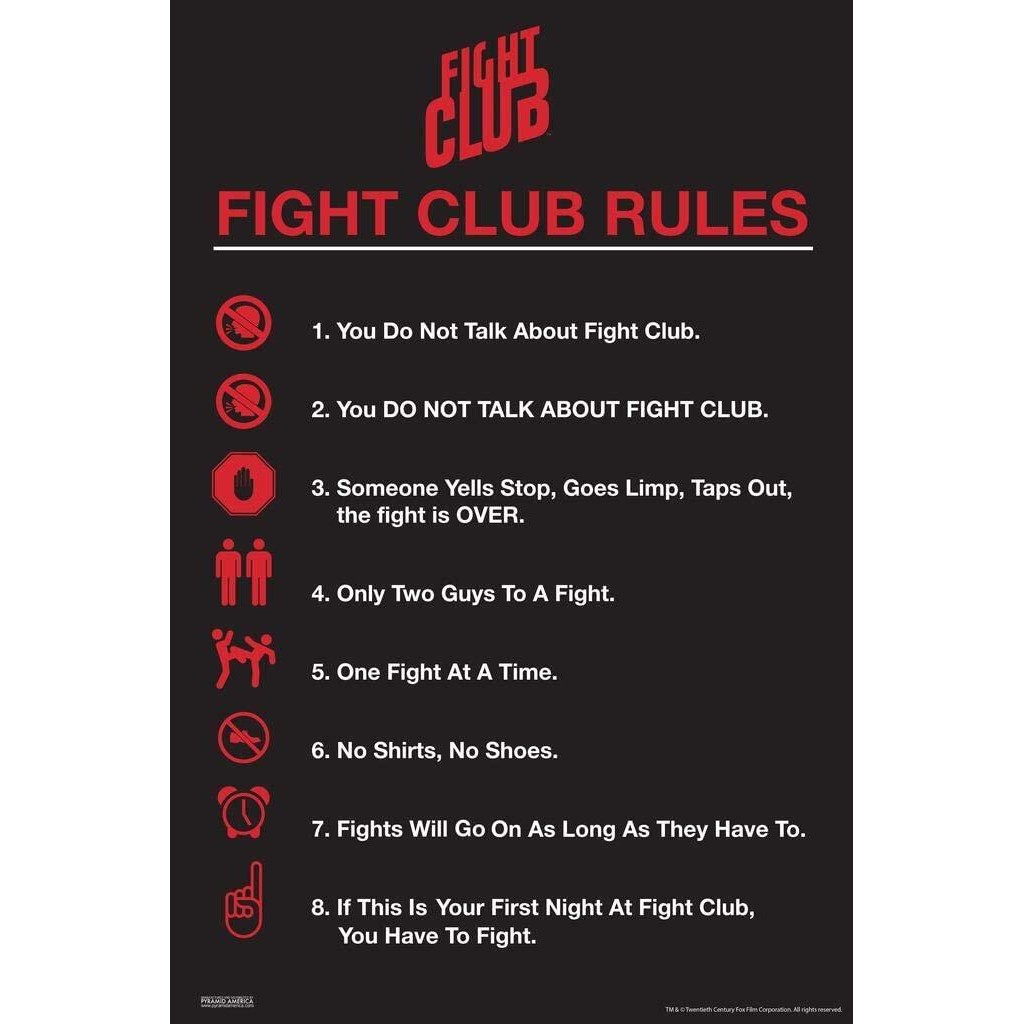 Fight Club Rules Simple List Icons Movie Classic Retro Cult Tyler ...