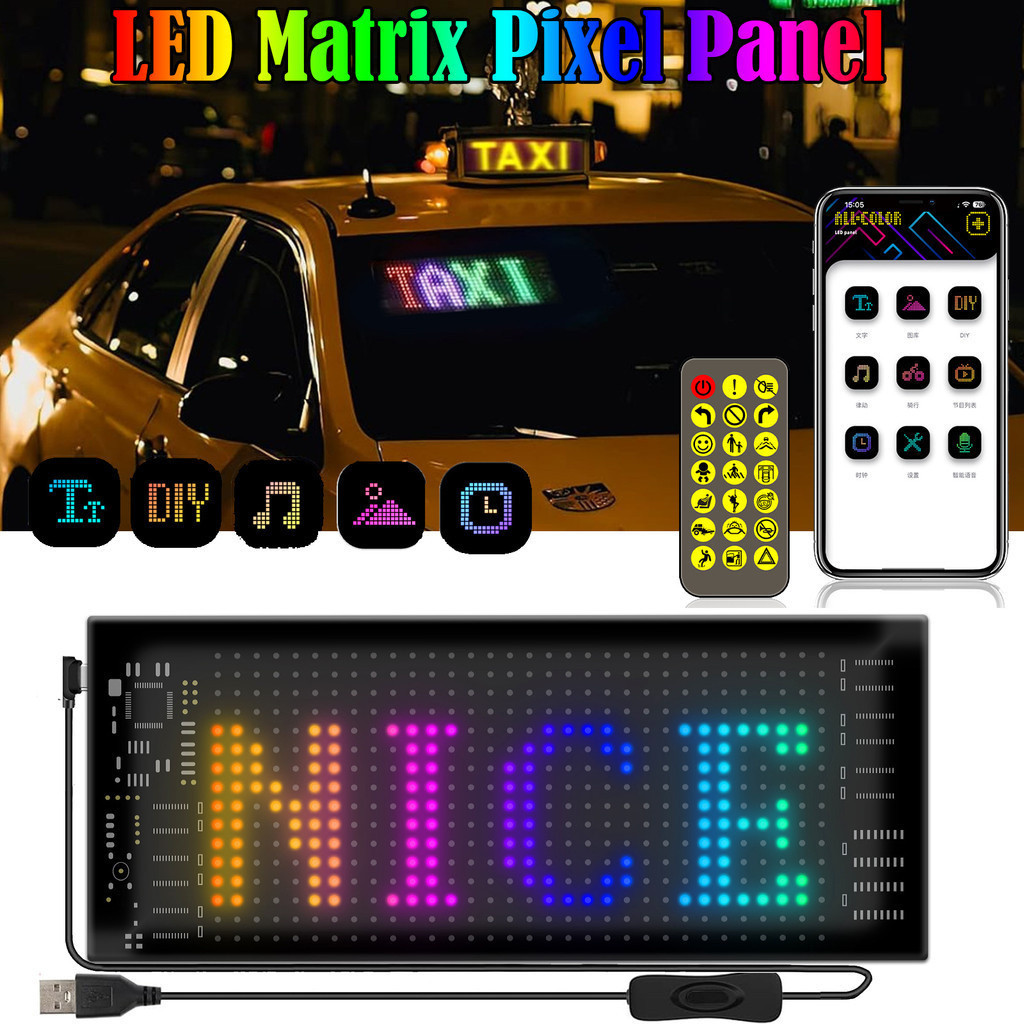 Car LED Matrix Pixel Panel DIY RGB LIghting Graffiti Scrolling Text ...