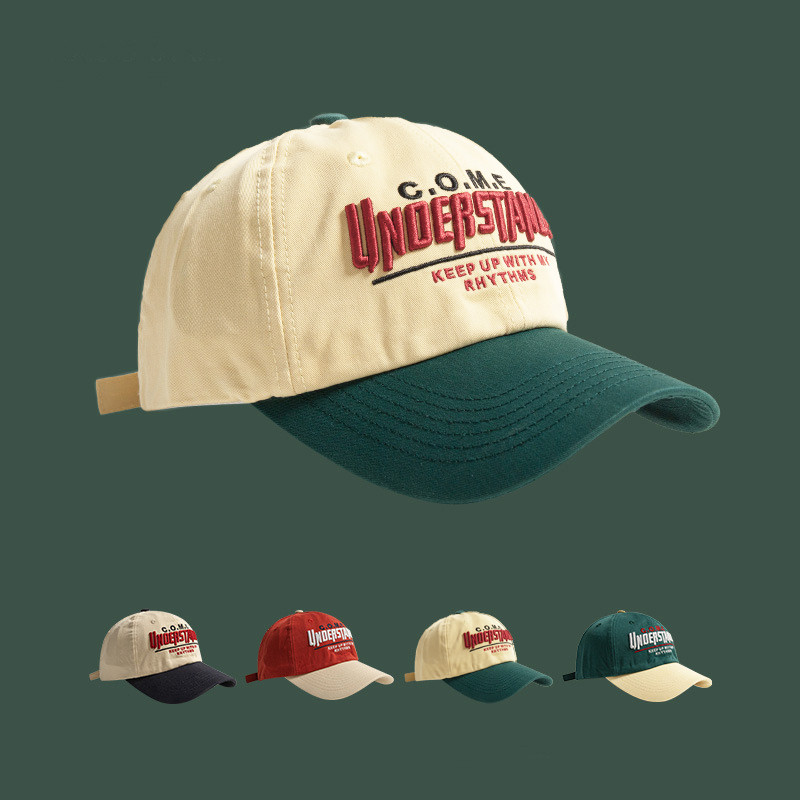 Korean trend spring and summer embroidered contrasting color baseball ...