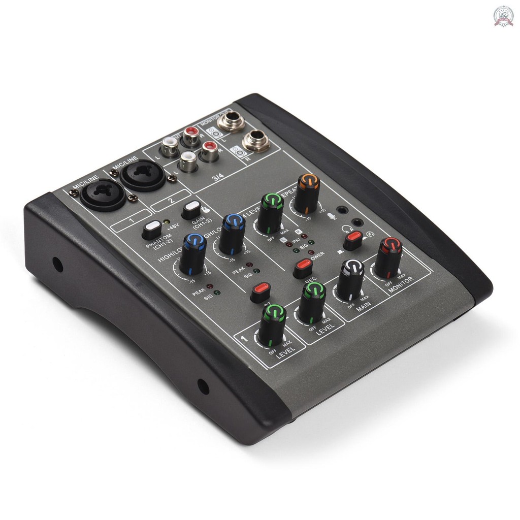 Audio Mixer 4-Channel Mixing Console 48V Phantom Power for Home Studio ...