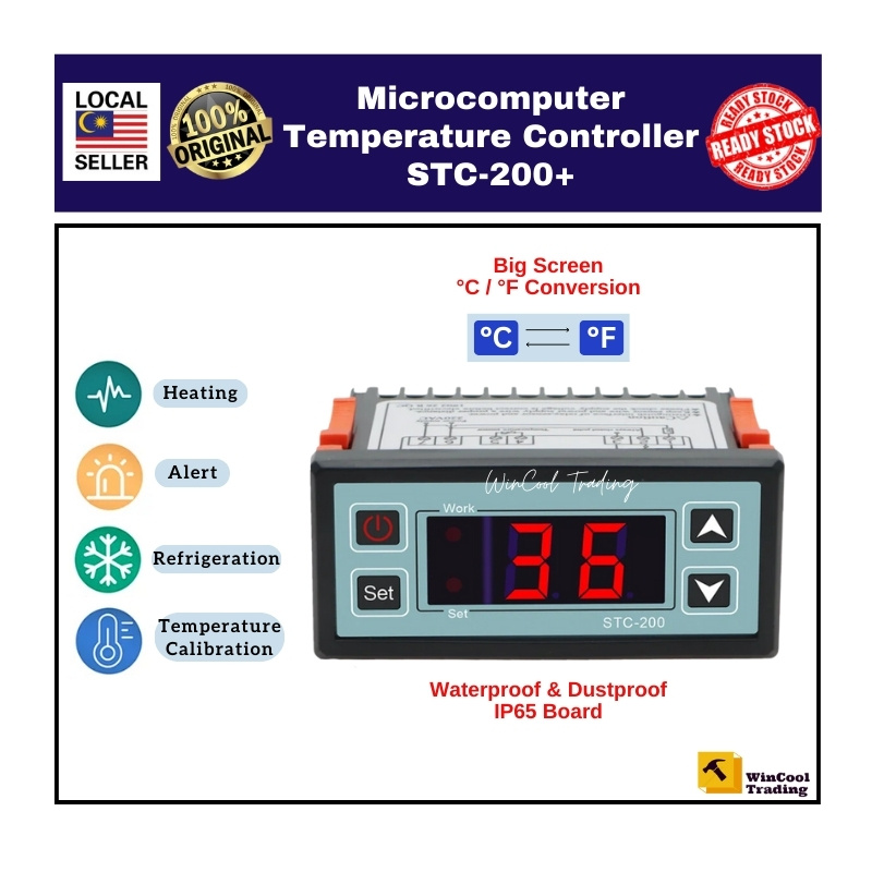 STC-200+ DIGITAL THERMOSTAT c/w Sensor Microcomputer Temperature ...