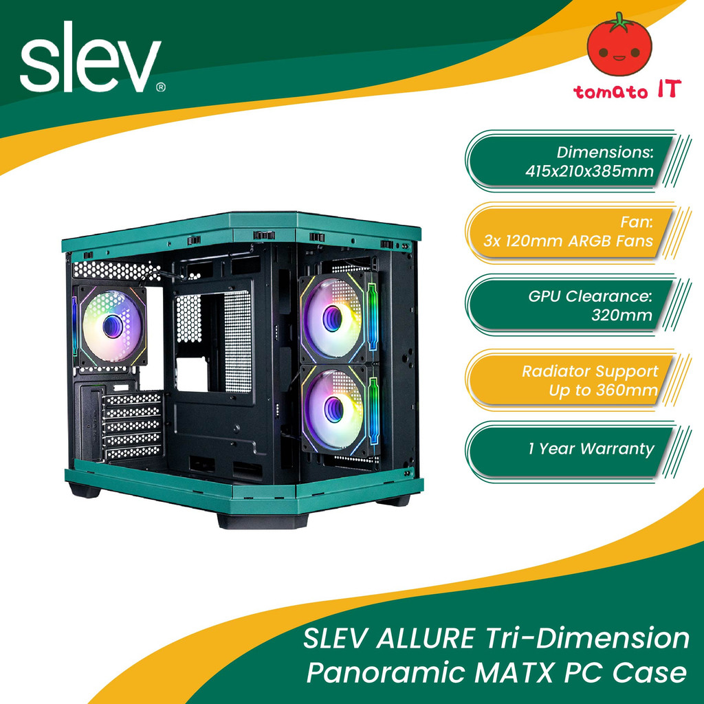 SLEVCASE ALLURE Tri-Dimension Panoramic MATX PC Case | Shopee Malaysia