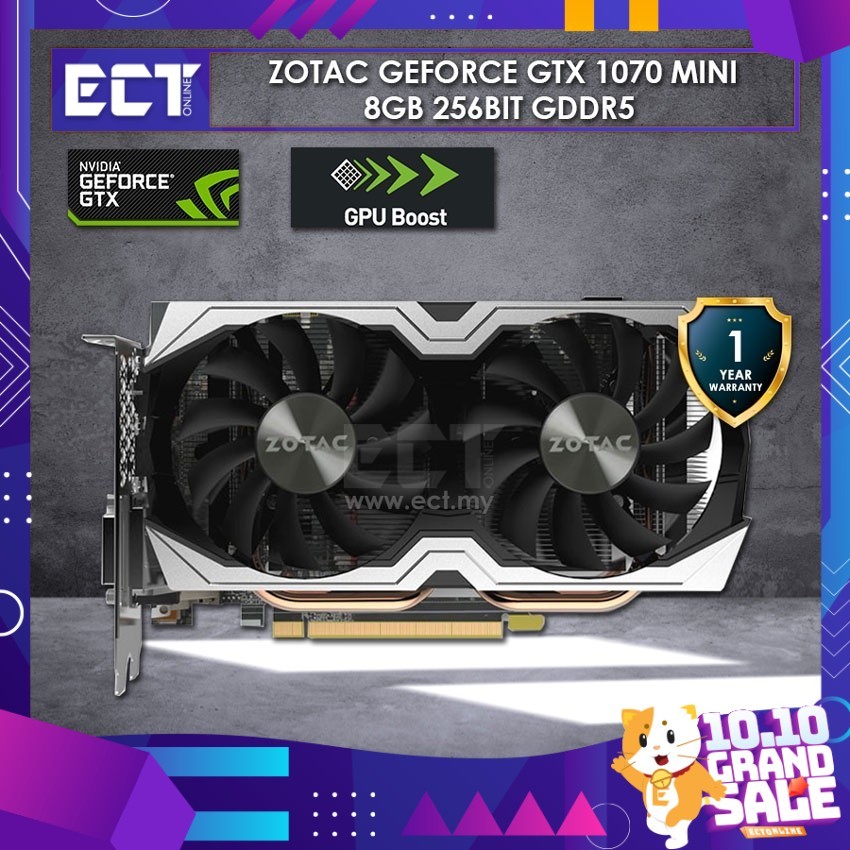 (Bulk Pack) Zotac Geforce GTX 1070 Mini Edition 8GB GDDR5 256-Bit PCI-E ...