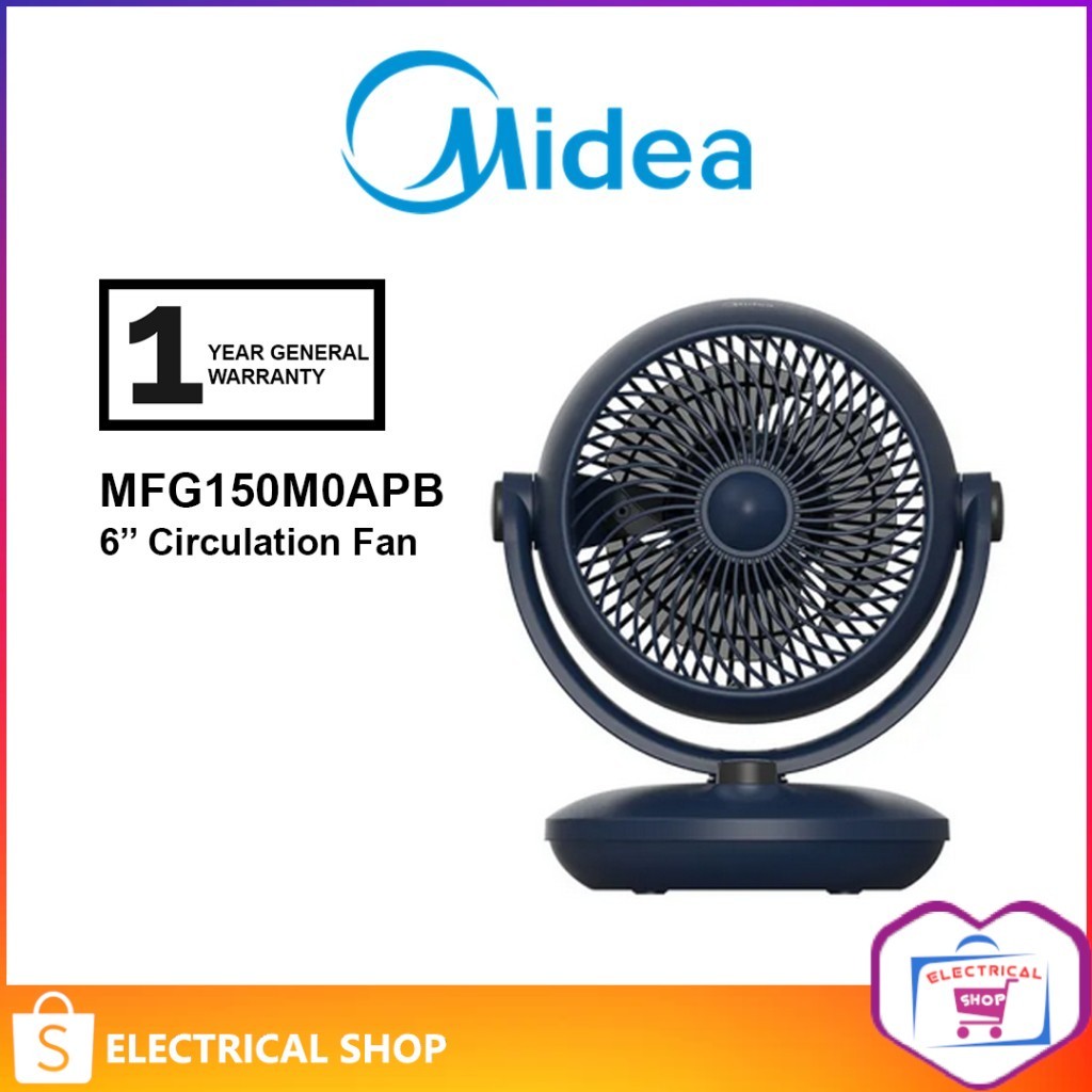 Midea 6'' MFG150M0APB 3 Speed Levels Circulation Fan With Dual ...