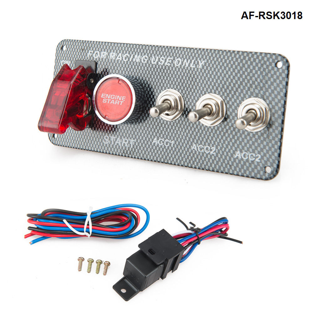 12v Carbon Fiber Racing Car Ignition Switch Panel Engine Start Push ...