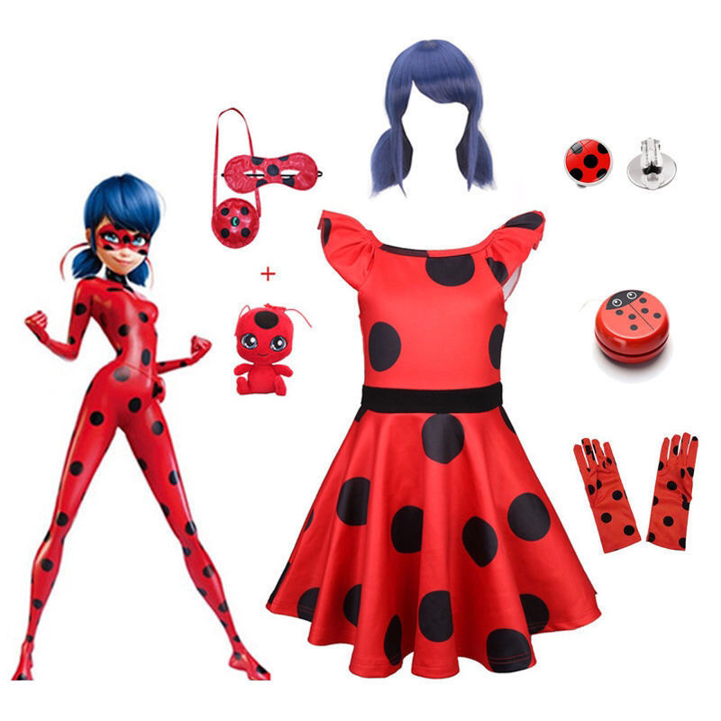 Halloween New Girls Miracle Girl Mike Costume Ladybug Reddy Play Red ...
