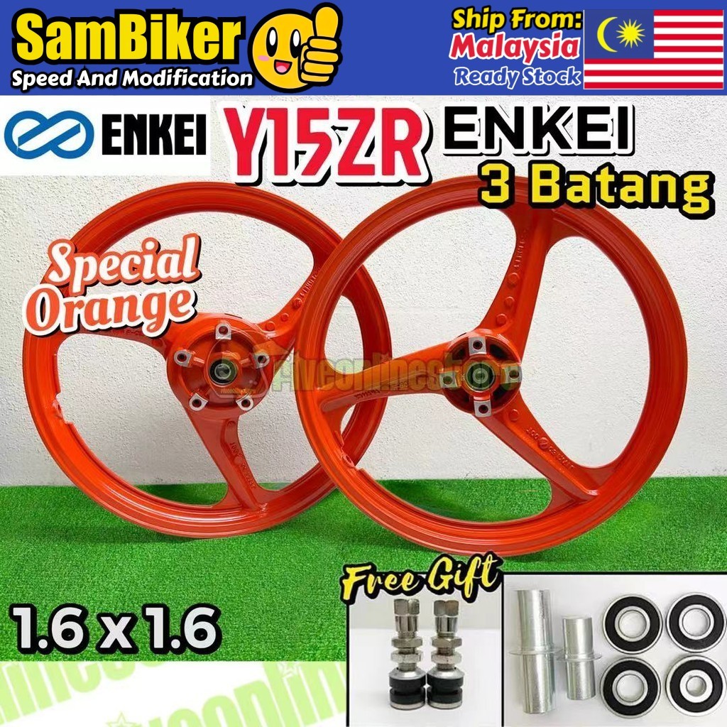 ENKEI 3 Batang Sport Rim Full Chop Rim Orange Yamaha Y15ZR V1 - V2 Y15 Y150 1.6/1.6 SIAP Bearing ...
