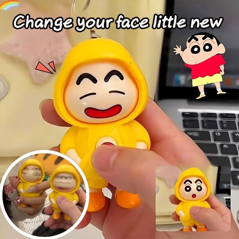 Crayon Shin Chan Face Change Keychain Cartoon Cute Funny Doll Pressing ...