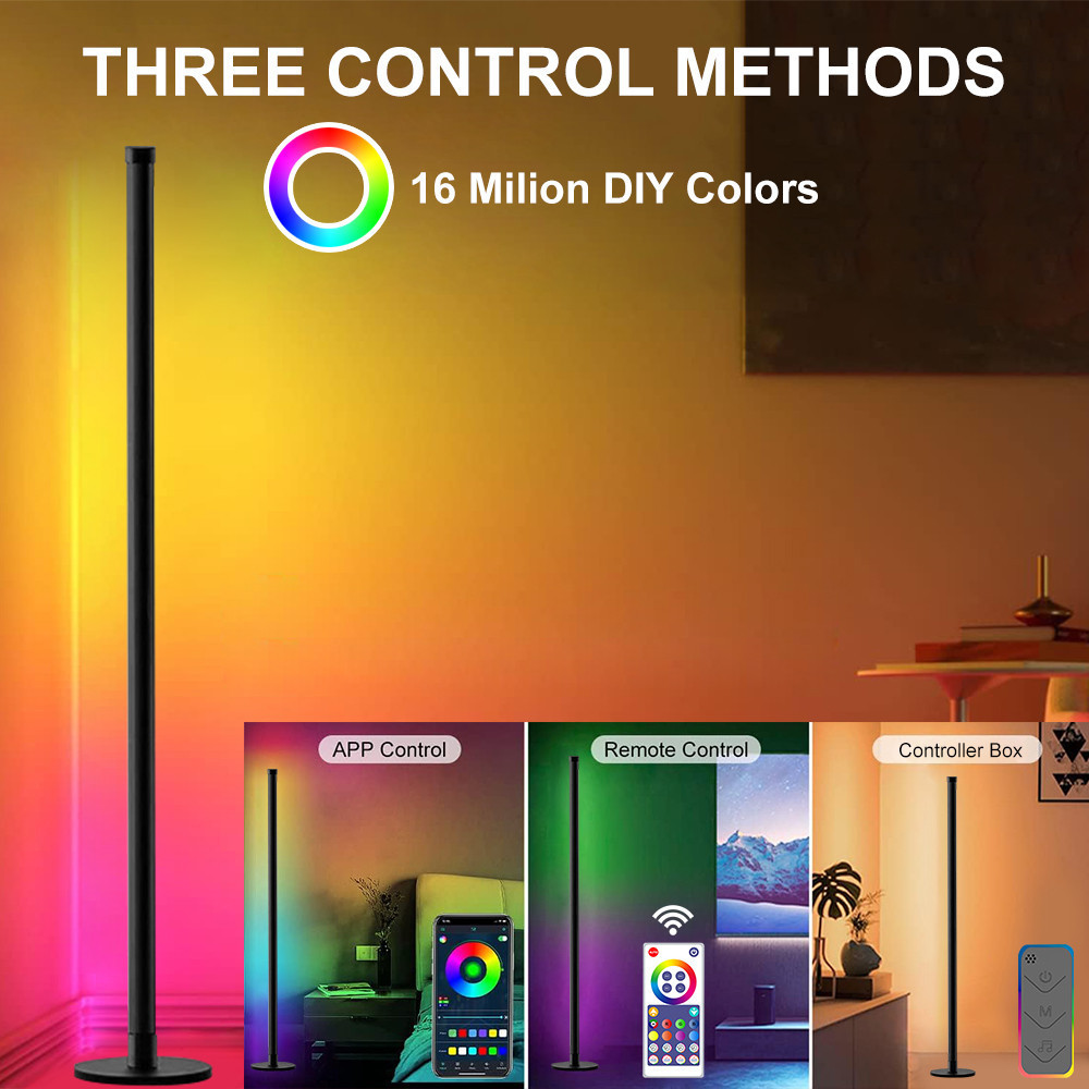 Dimmable RGB Corner Floor Lamp 120cm Stand Smart APP LED Mood Light for ...