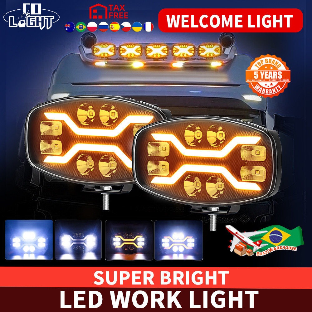 10INCH Truck LORI Jumbo Spotlight 360000LM 6000K FULL LED Amber DRL ...