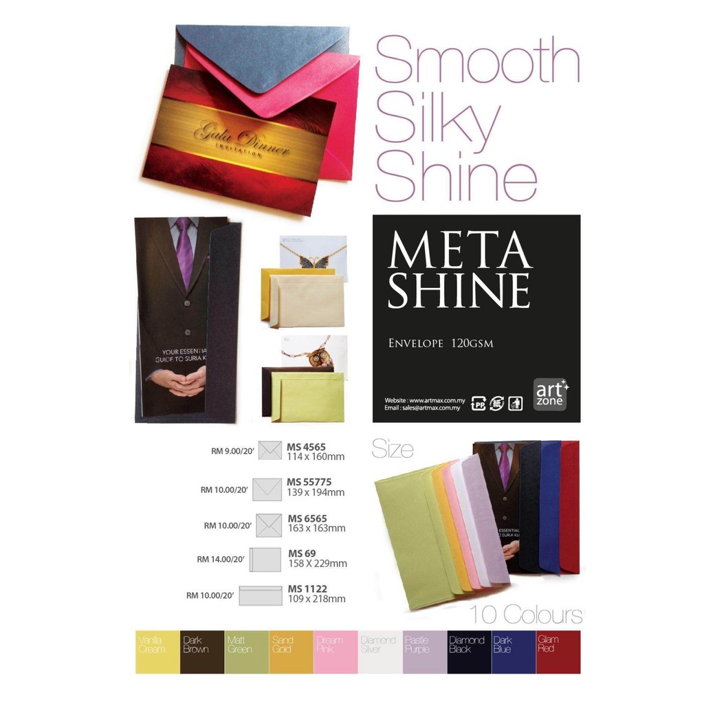HATO Metallic Color Envelope 120gsm 20pcs/pack Wedding Invitation Card ...