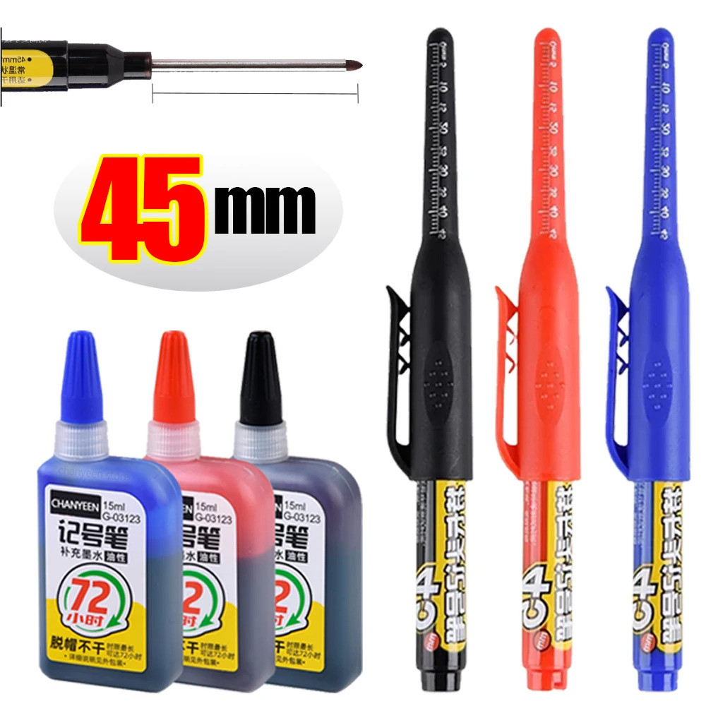 45mm Kalis Air Pen Penanda Lubang Dalam Kepala Nib Panjang Pen Tukang ...